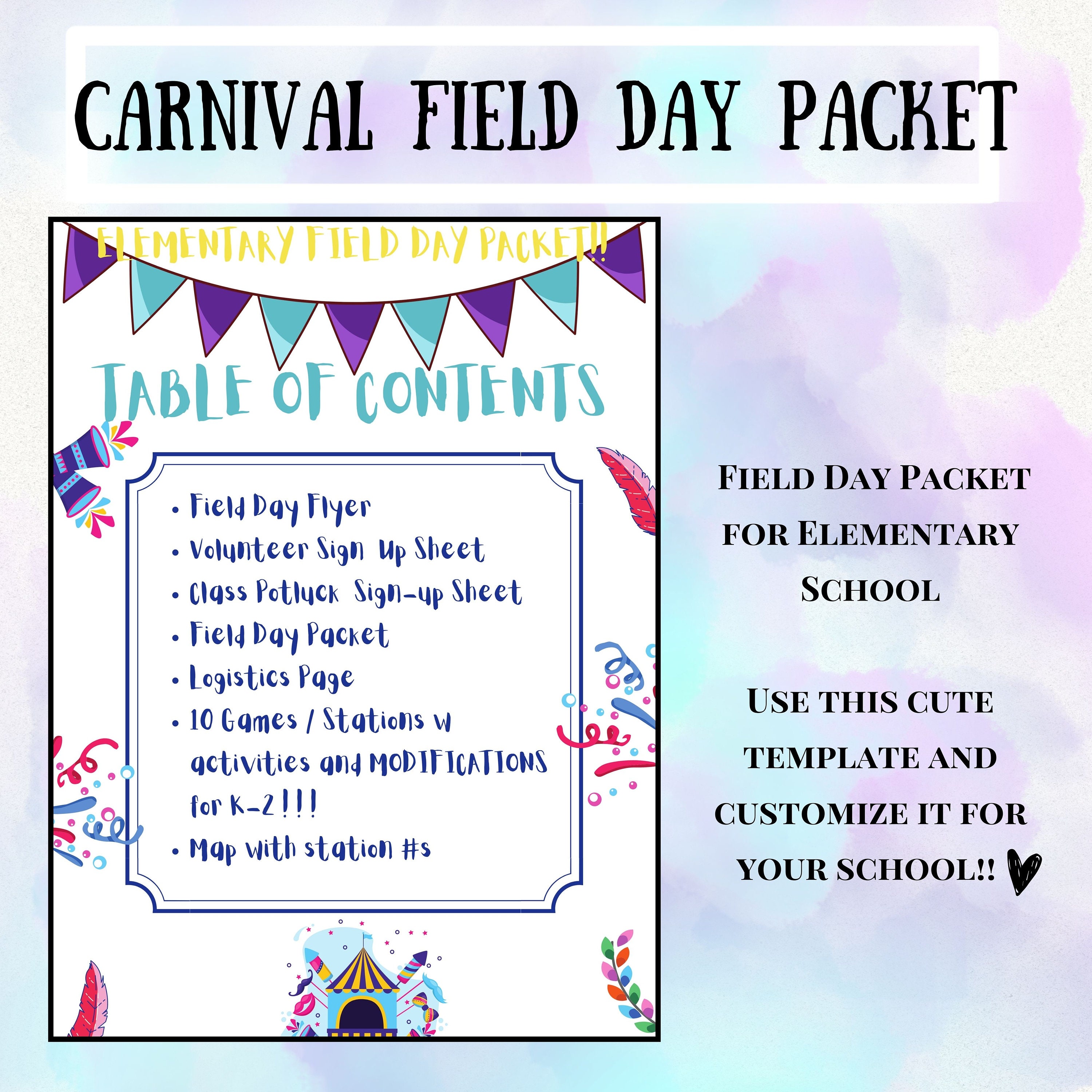 EDITABLE Carnival Field Day Template on Canva ELEMENTARY - Etsy