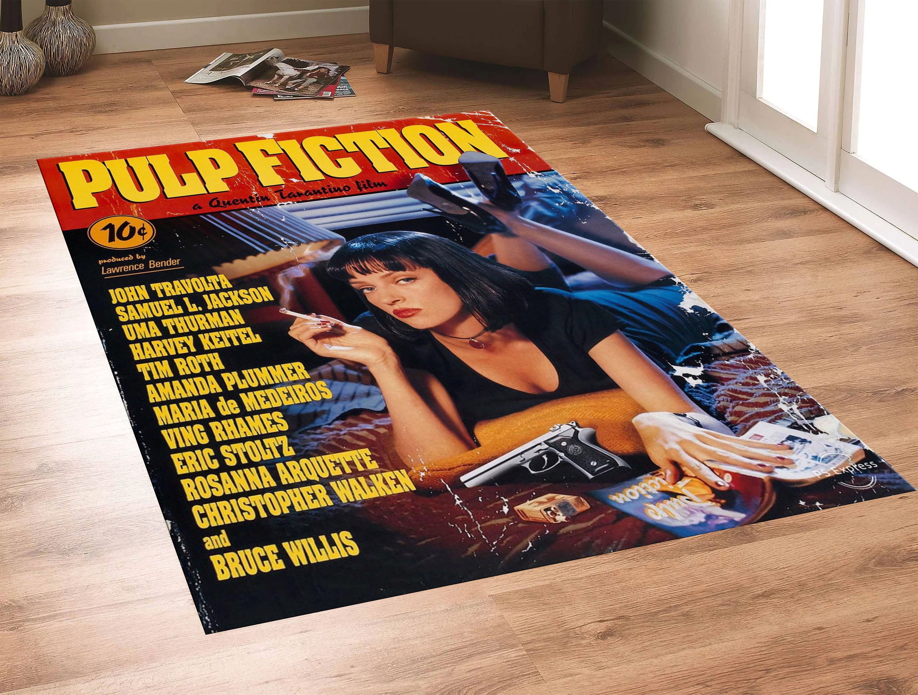 Pulp Fiction Rug,movie Rug, Poster Rug, Movie Theme Rug, Movie Pattern ...