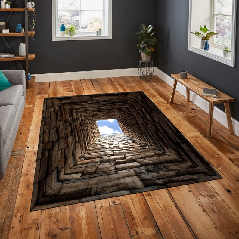 Tunnel Rug, Optical Illusion Rug, Illusion Rug, Rectangular Illusion ...
