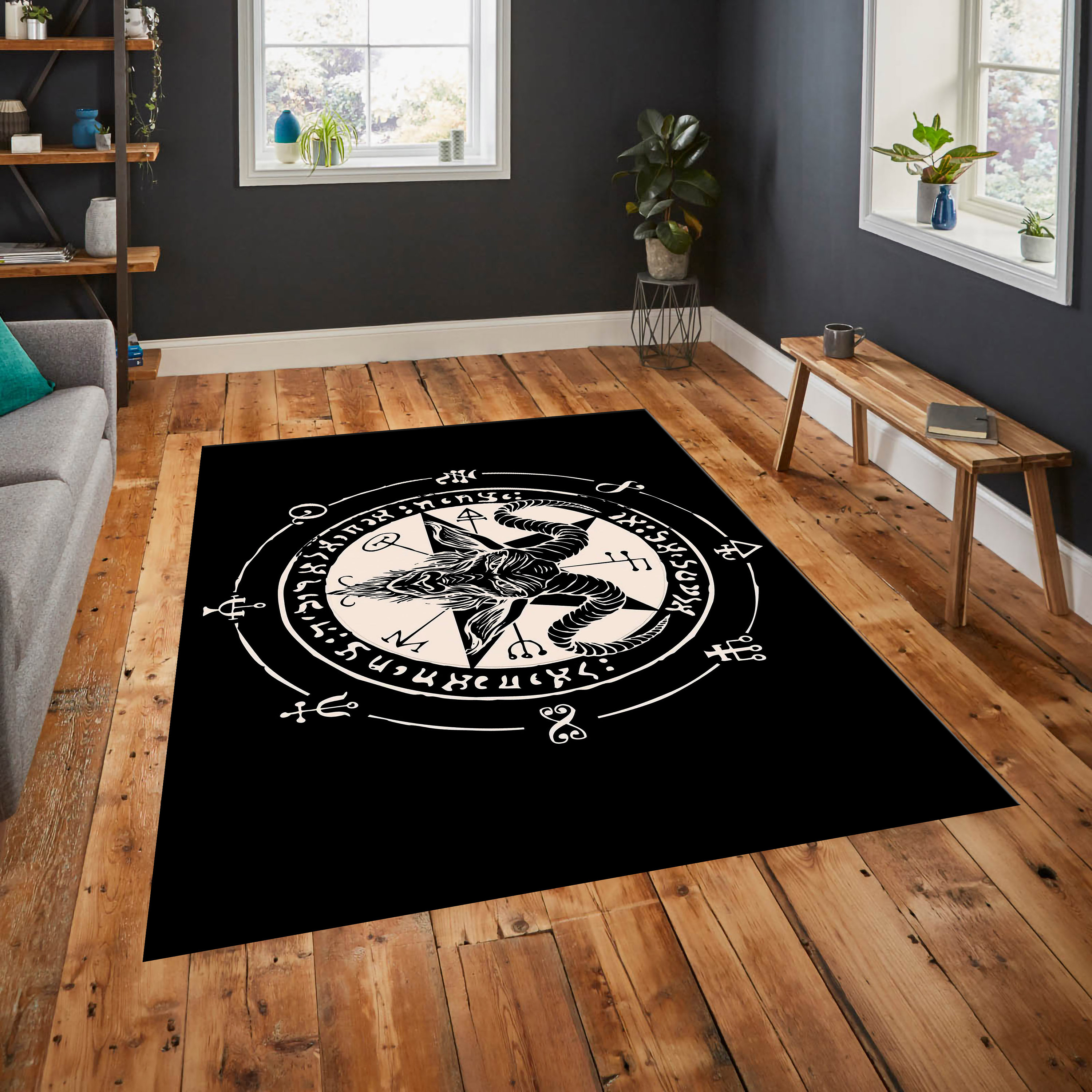 Pentagram Rug Pentagram Design Goat Ruggoat Theme Rug - Etsy
