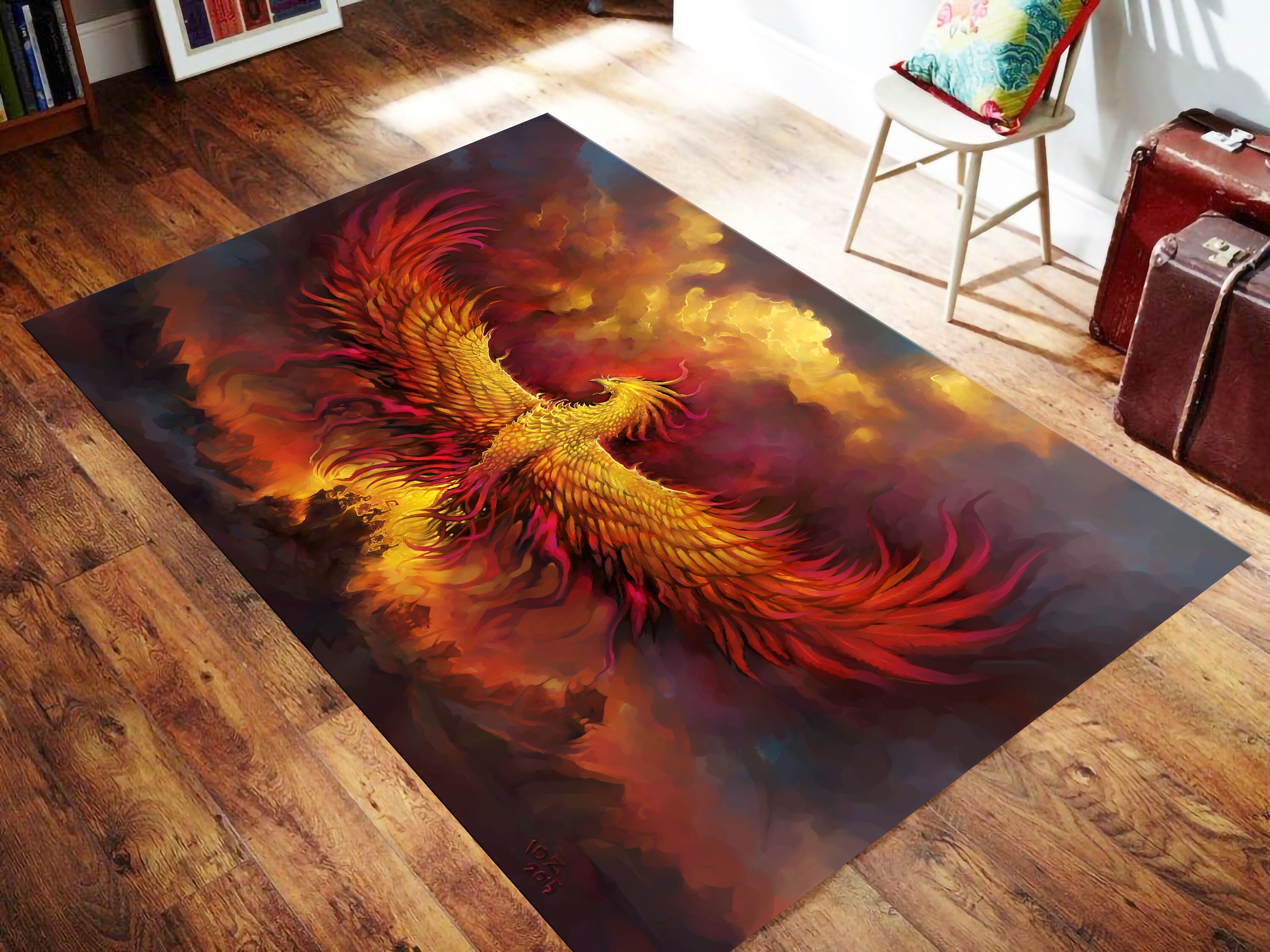Phoneix Rug,fire Rug, Ancient Bird Rug, Fire Theme Rug, Phoneix Pattern ...