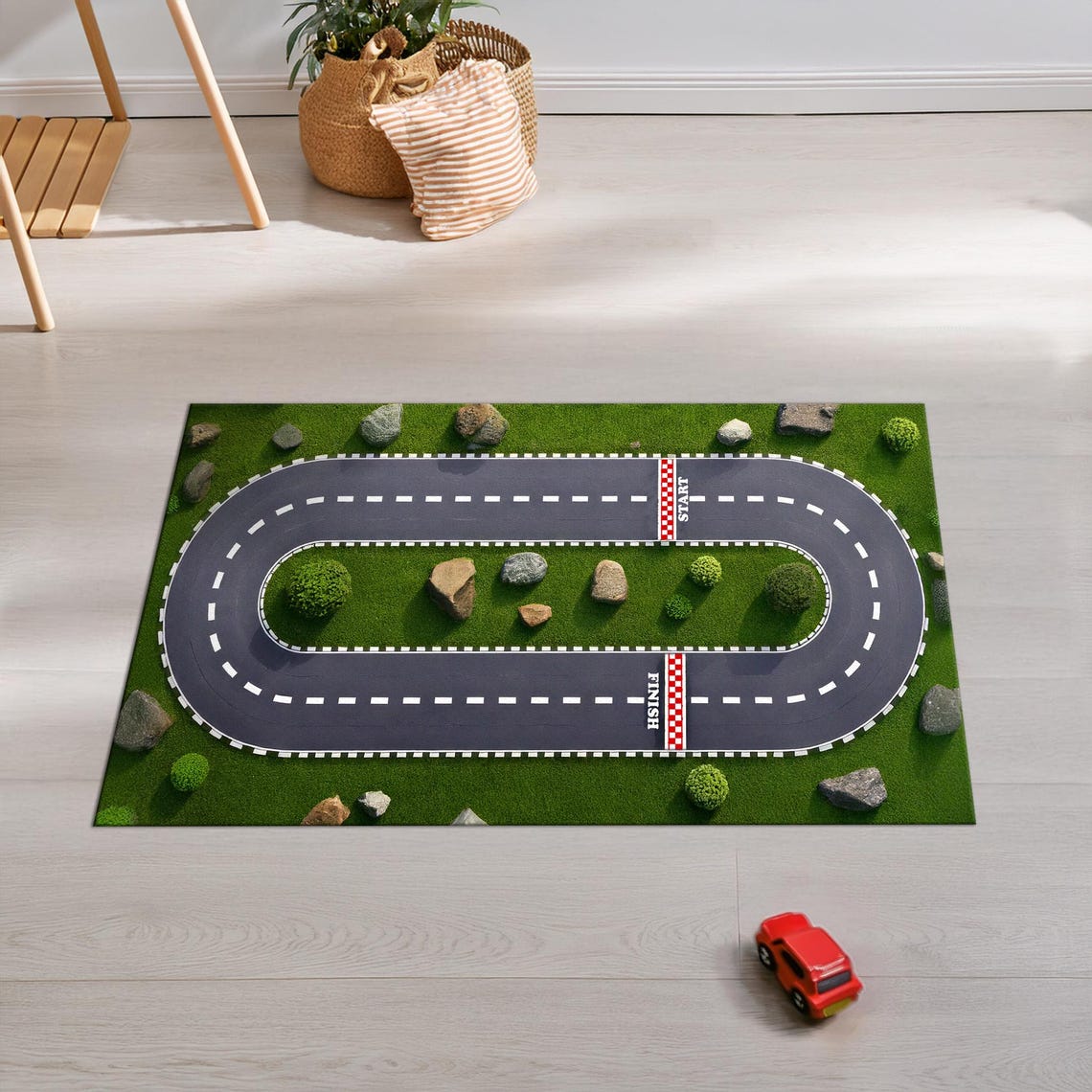 Racetrack Runner Rug, Racing Car Rug, Race Track Rug, Start Finish Line ...