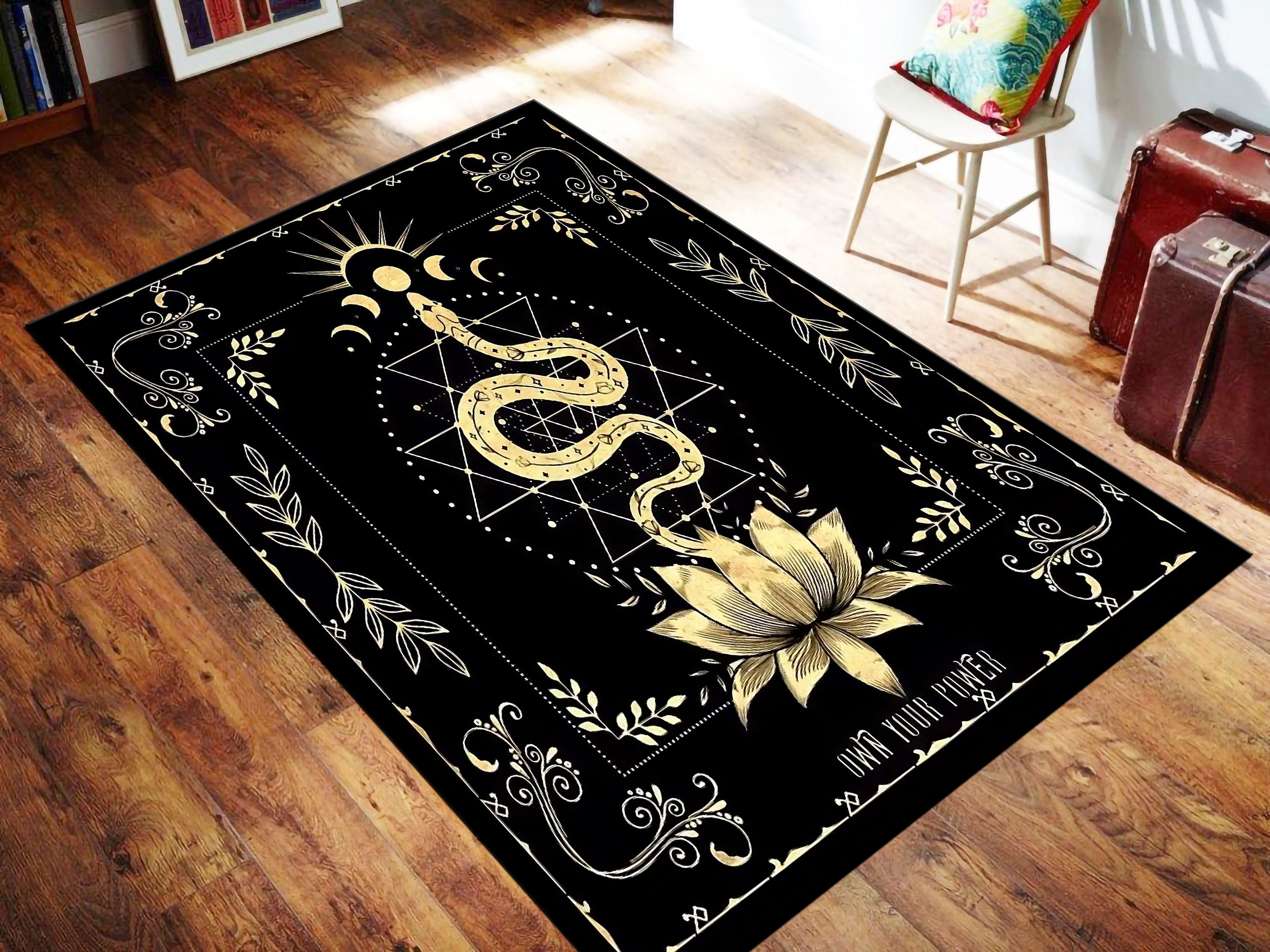 Snake Rug, Plant Theme, Occult Art Design, Animal Themed Rug, Custom ...