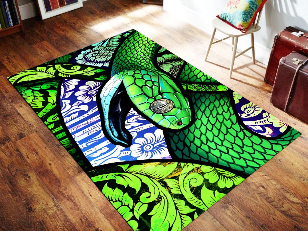 Snake Rug,venom Rug,wild Animal Rug,green Theme Rug,green Pattern Rug ...
