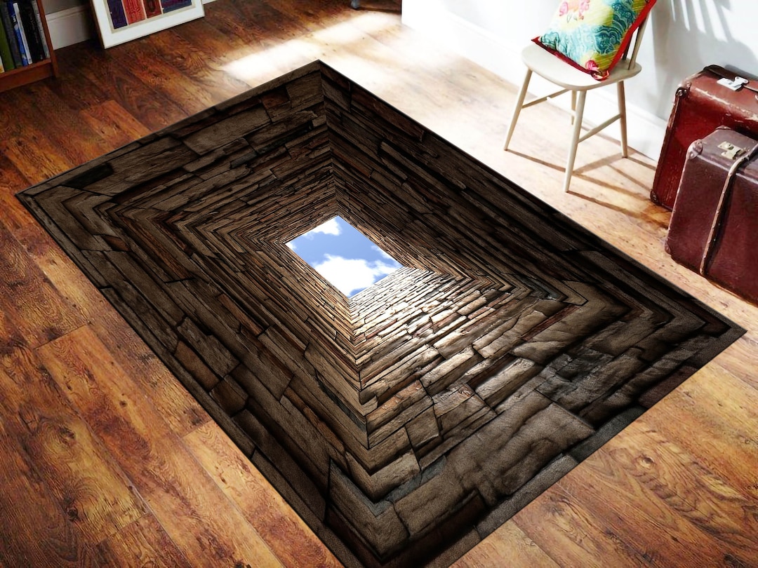 Tunnel Rug, Optical Illusion Rug, Illusion Rug, Rectangular Illusion ...