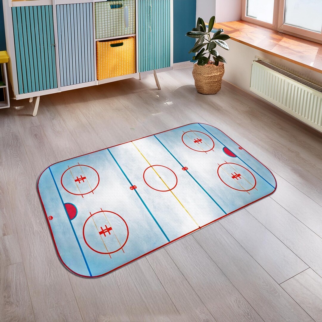 Ice Hockey Rug, Pitch Rug, Field Rug, Hockey Pattern Rug, Pitch Theme ...