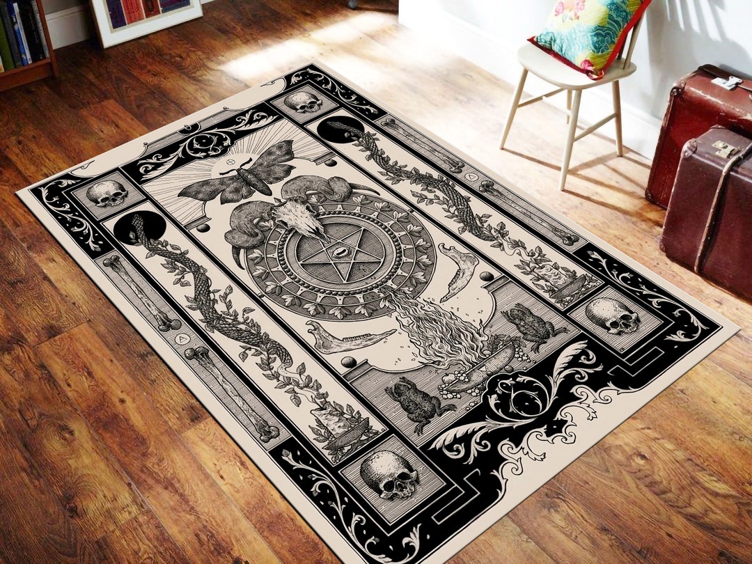 Devil Rug, Skul Rug,snake Rug, Satanic Pentagram Rug Satan Rug, Triball ...