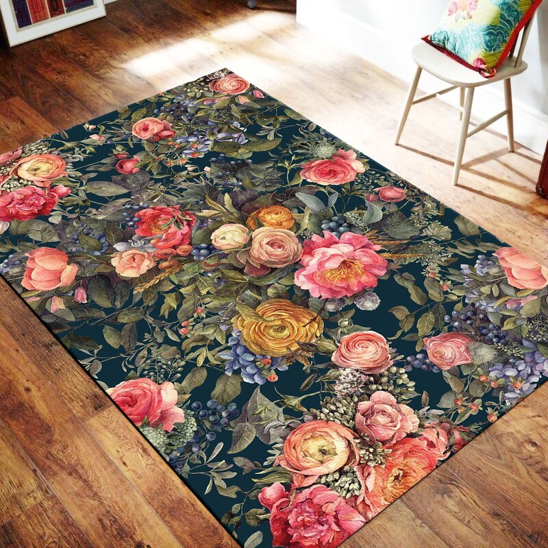 Rug With Roses - Etsy