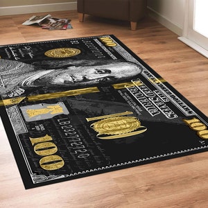 Dollar Rug,money Rug,black Dollar Rug,hundred Bucks Rug,cash Rug ...