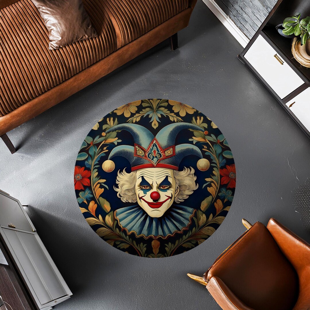 Creepy Clown Rug for Gothic Decor, Goth Clown Rug, Horror Clowncore ...