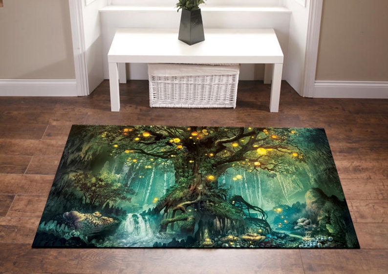 Tree Rug,forest Rug,art Rug,firefly Rug,tree Pattern Rug,forest Theme ...