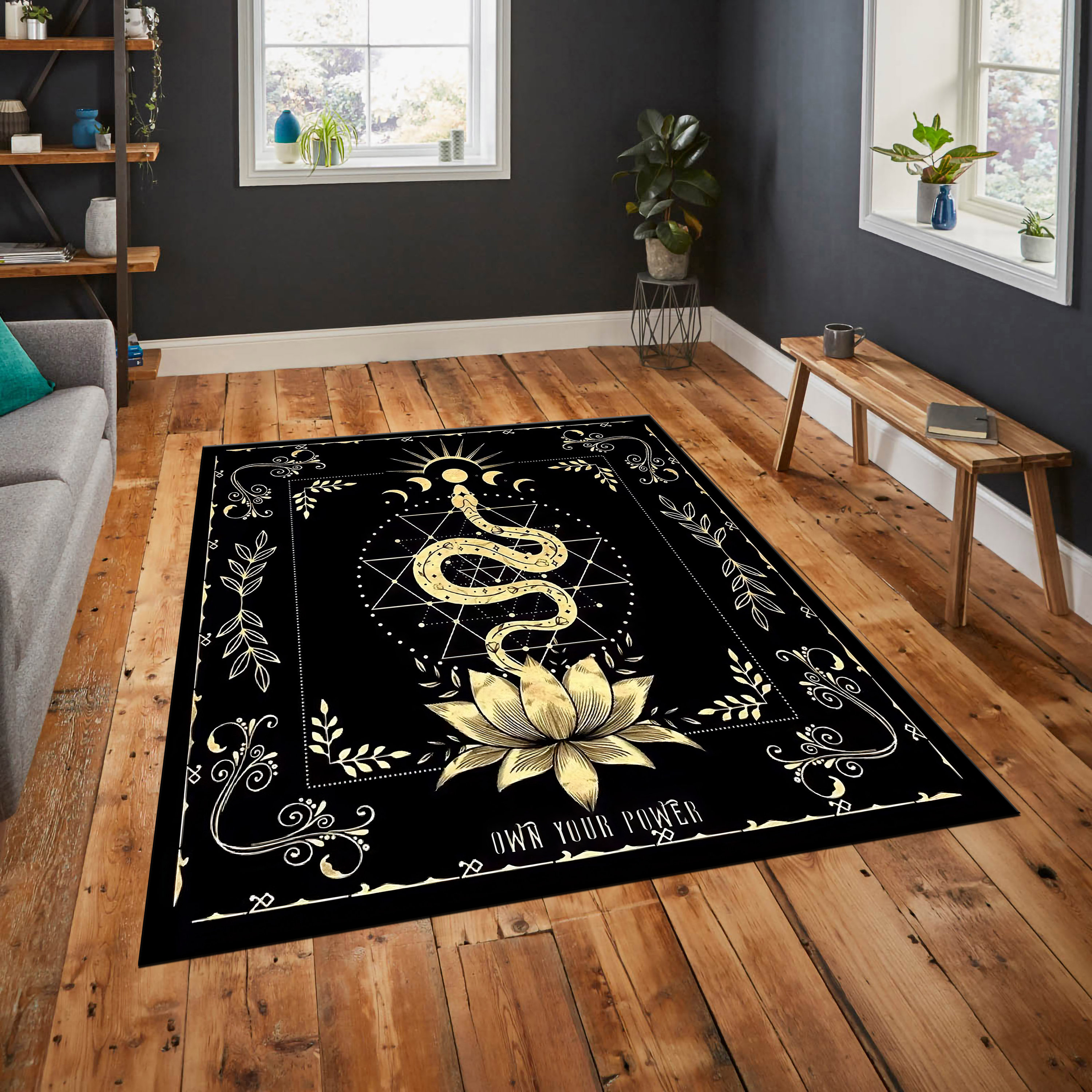 Snake Rug, Plant Theme, Occult Art Design, Animal Themed Rug, Custom ...
