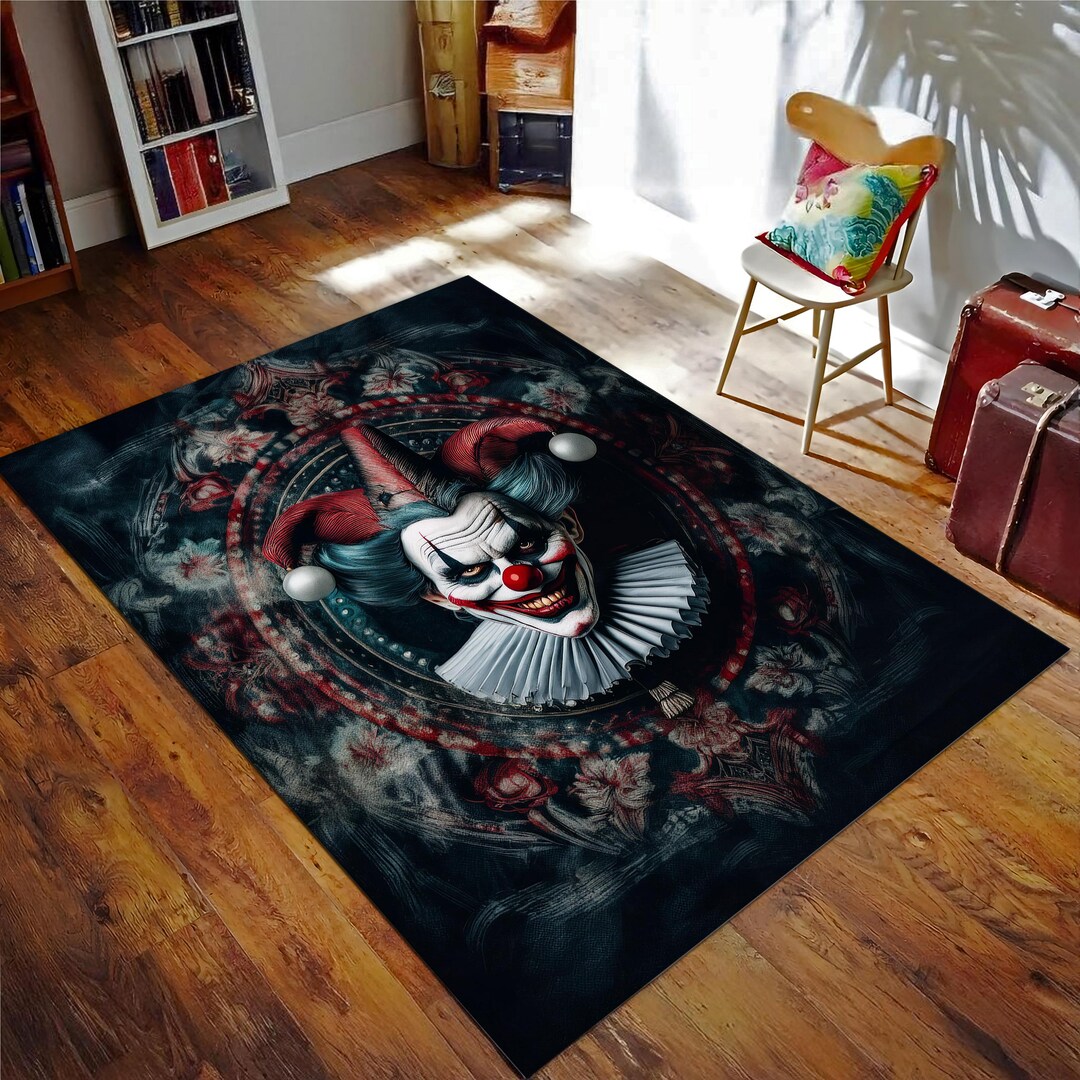 Creepy Clown Rug for Gothic Decor, Goth Clown Rug, Horror Clowncore ...