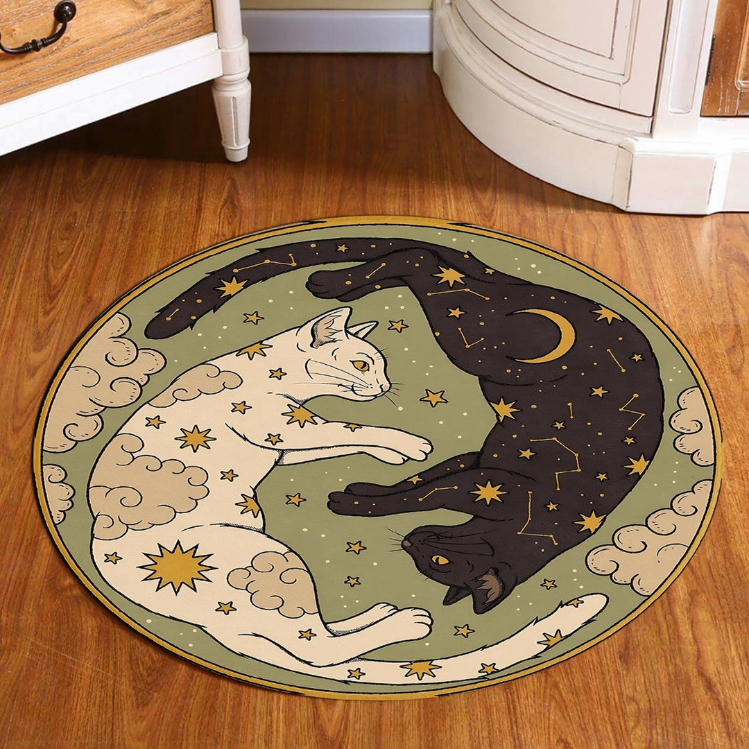 Cat Rug,cute Animal Rug,cat Circle Rug,cute Round Rug,cat Round Rug ...
