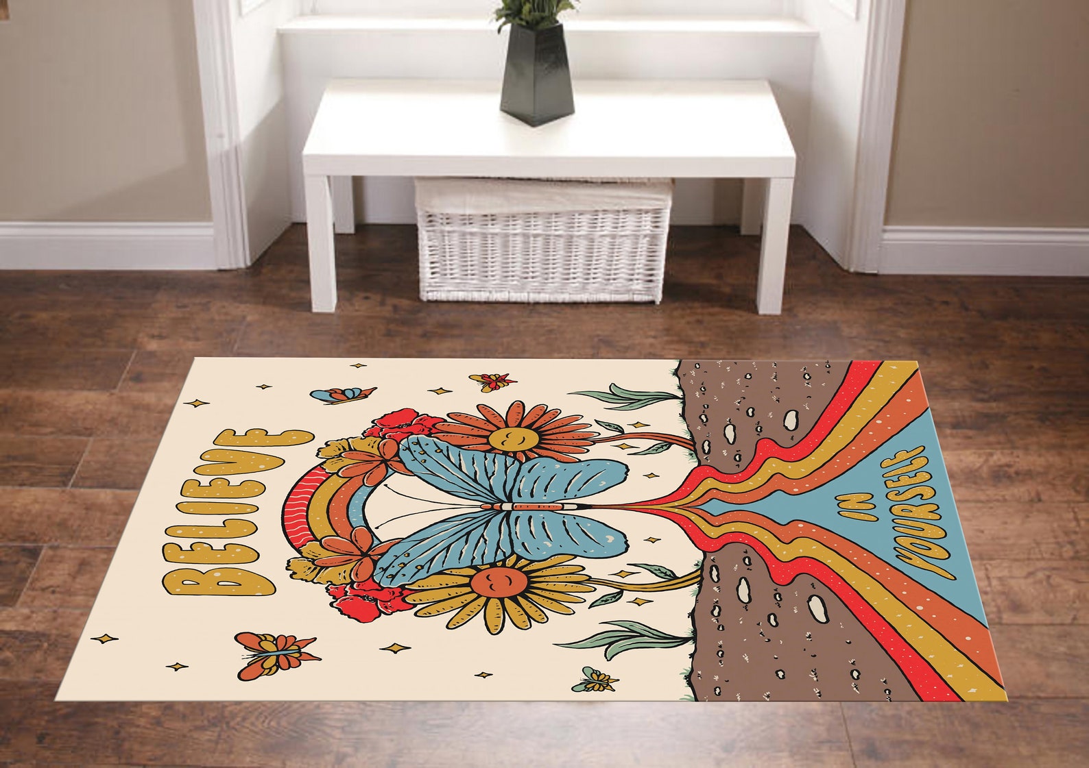 Hippie Cool Rug, Sun and Moon, Hippie Style Room Rug, Hippie Girl Gift ...