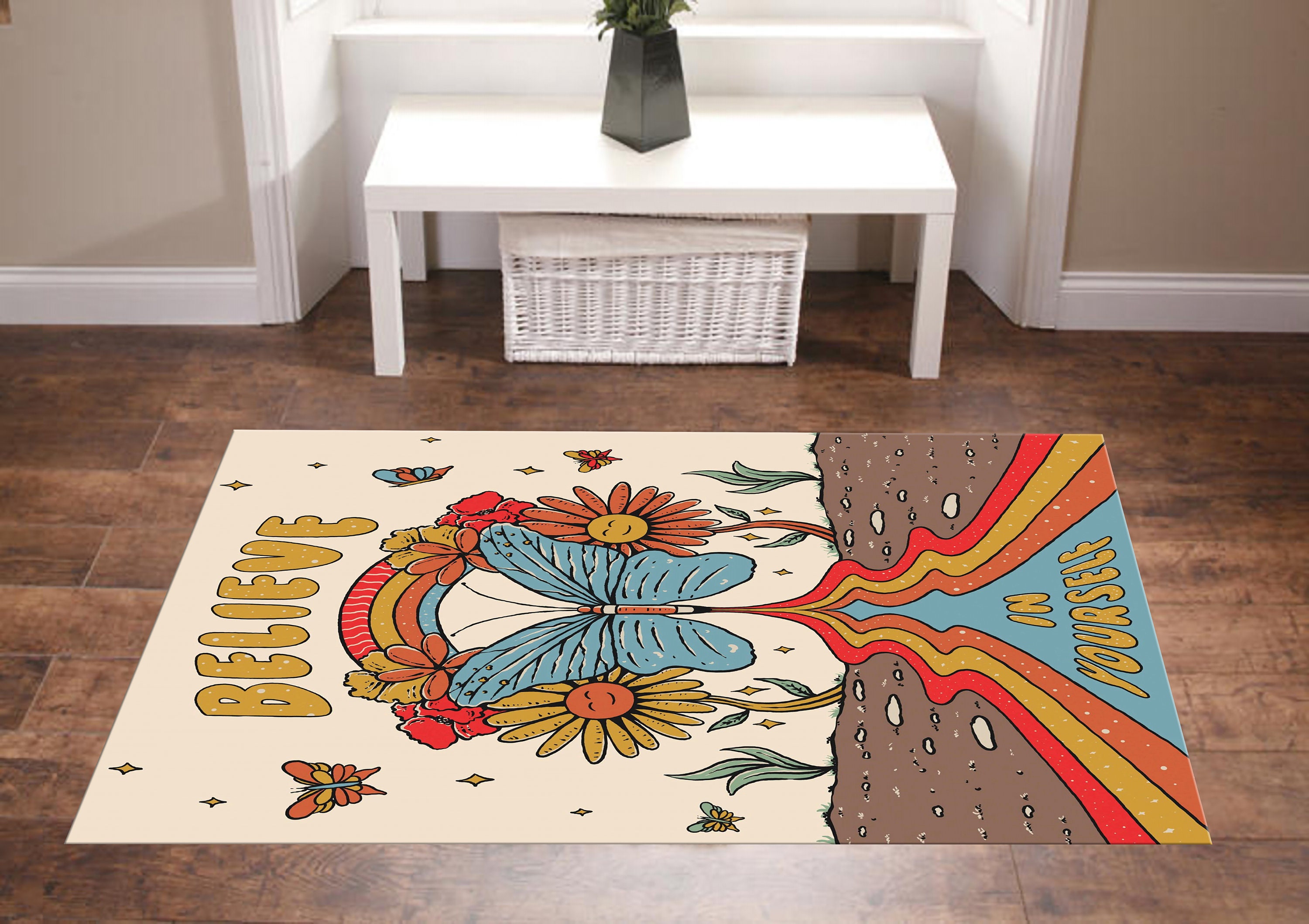Hippie Cool Rug, Sun and Moon, Hippie Style Room Rug, Hippie Girl Gift ...