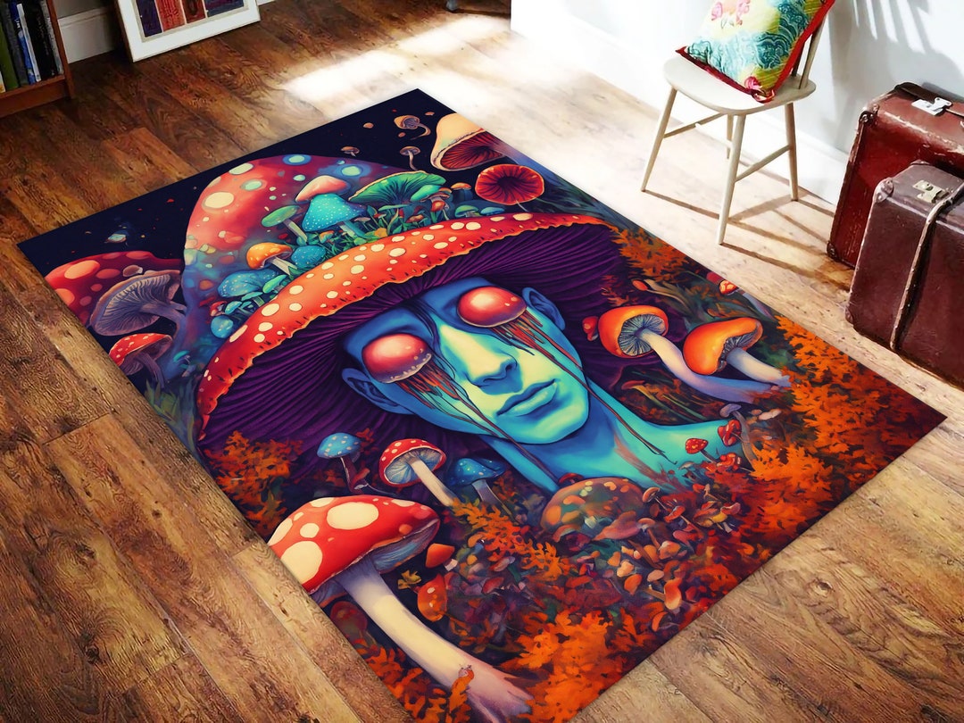 Psychedelic Trippy Seamless Pattern Printed Area or Runner Rug With ...