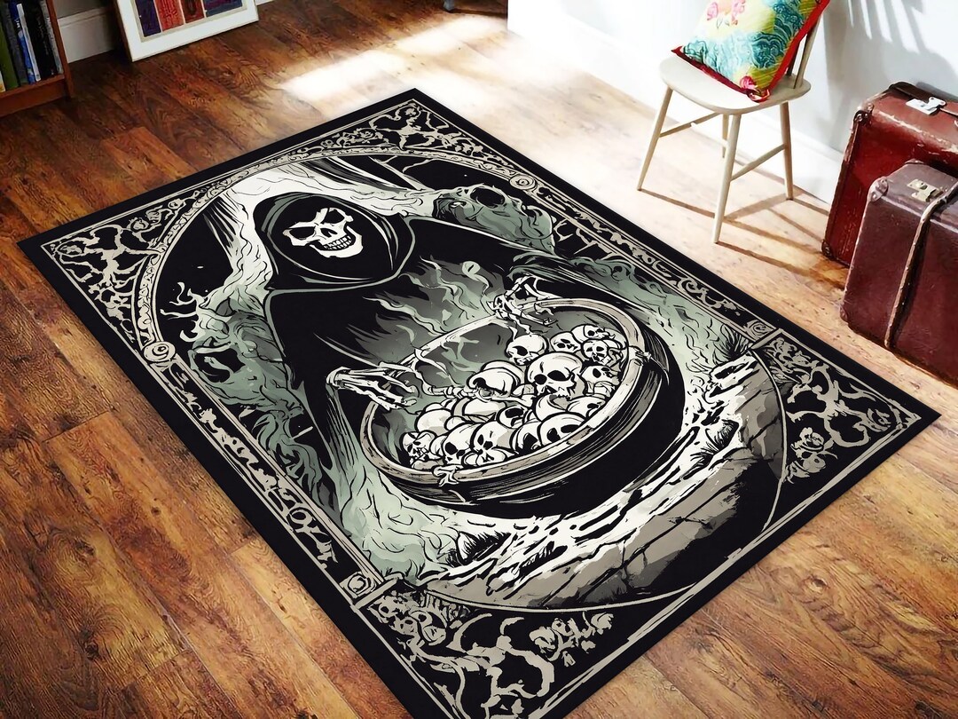 Skull Rug,horror Rug,halloween Area Rug,skull Flowers Rug,hallowen Rug ...