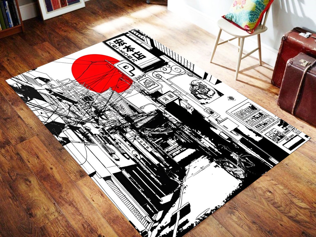 Japanese Rug, Tokio Rug, Old Fashion Rug, Japan Theme Rug, Japan ...