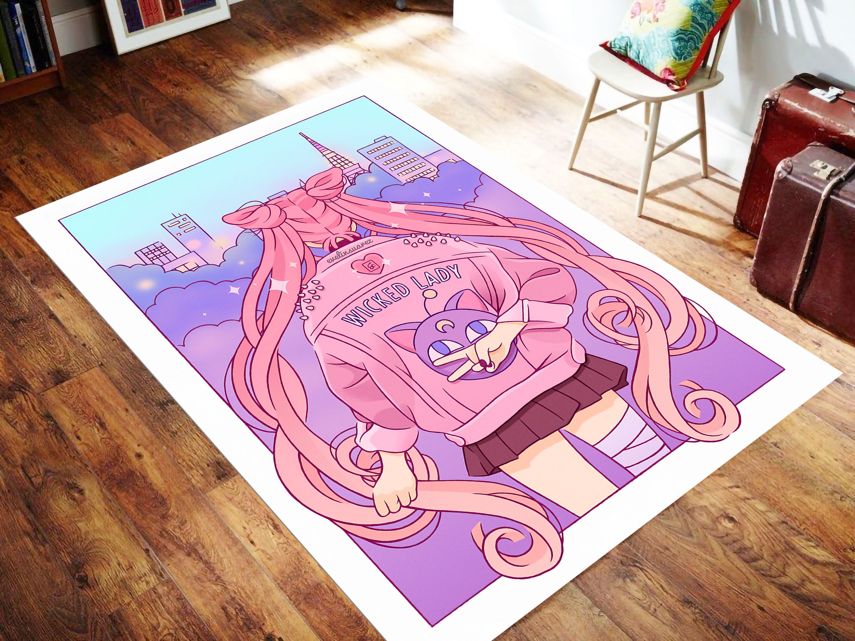 Anime Rug,anime Girl Rug, Wicked Girl Rug, Anime Theme Rug, Anime ...