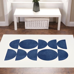Blue Navy Rug, Modern Abstract Rug, Minimalist Rug, Nordic Scandinavian ...