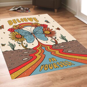 Hippie Cool Rug, Sun and Moon, Hippie Style Room Rug, Hippie Girl Gift ...