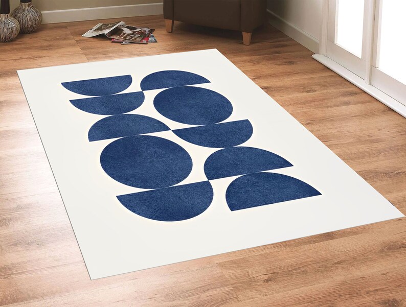 Blue Navy Rug Modern Abstract Rug Minimalist Rug Nordic - Etsy