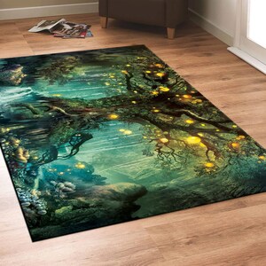 Tree Rug,forest Rug,art Rug,firefly Rug,tree Pattern Rug,forest Theme ...