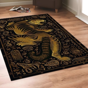 Vintage Tiger Rug, Big Cat Rug, Traditional Rug, Antique Look Rug ...