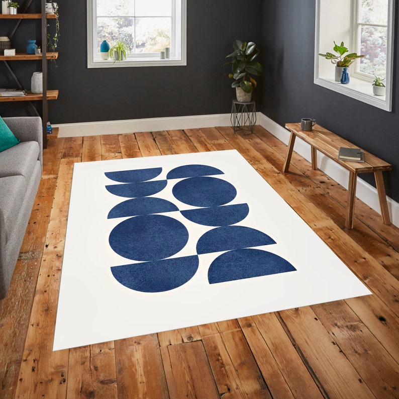 Blue Navy Rug Modern Abstract Rug Minimalist Rug Nordic - Etsy