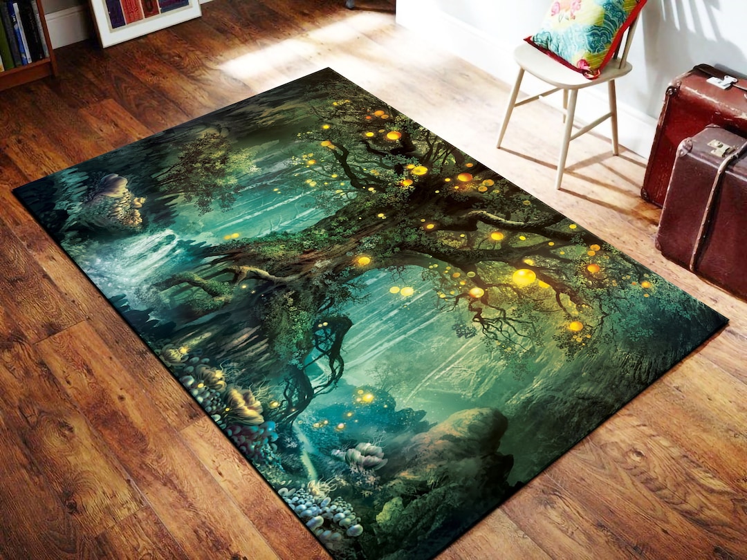 Tree Rug,forest Rug,art Rug,firefly Rug,tree Pattern Rug,forest Theme ...