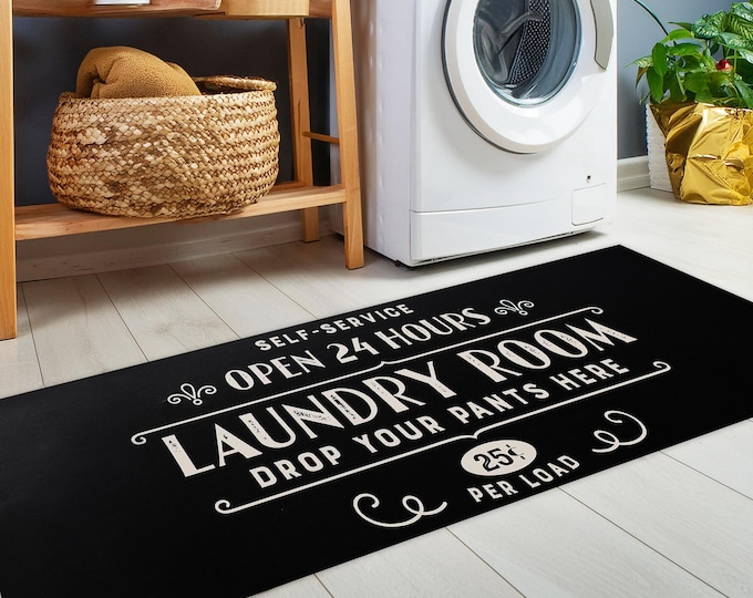 DRAW Soft Woven Rugs, 24x56 Laundry Room Rug, Funny Non Skid Rubber ...