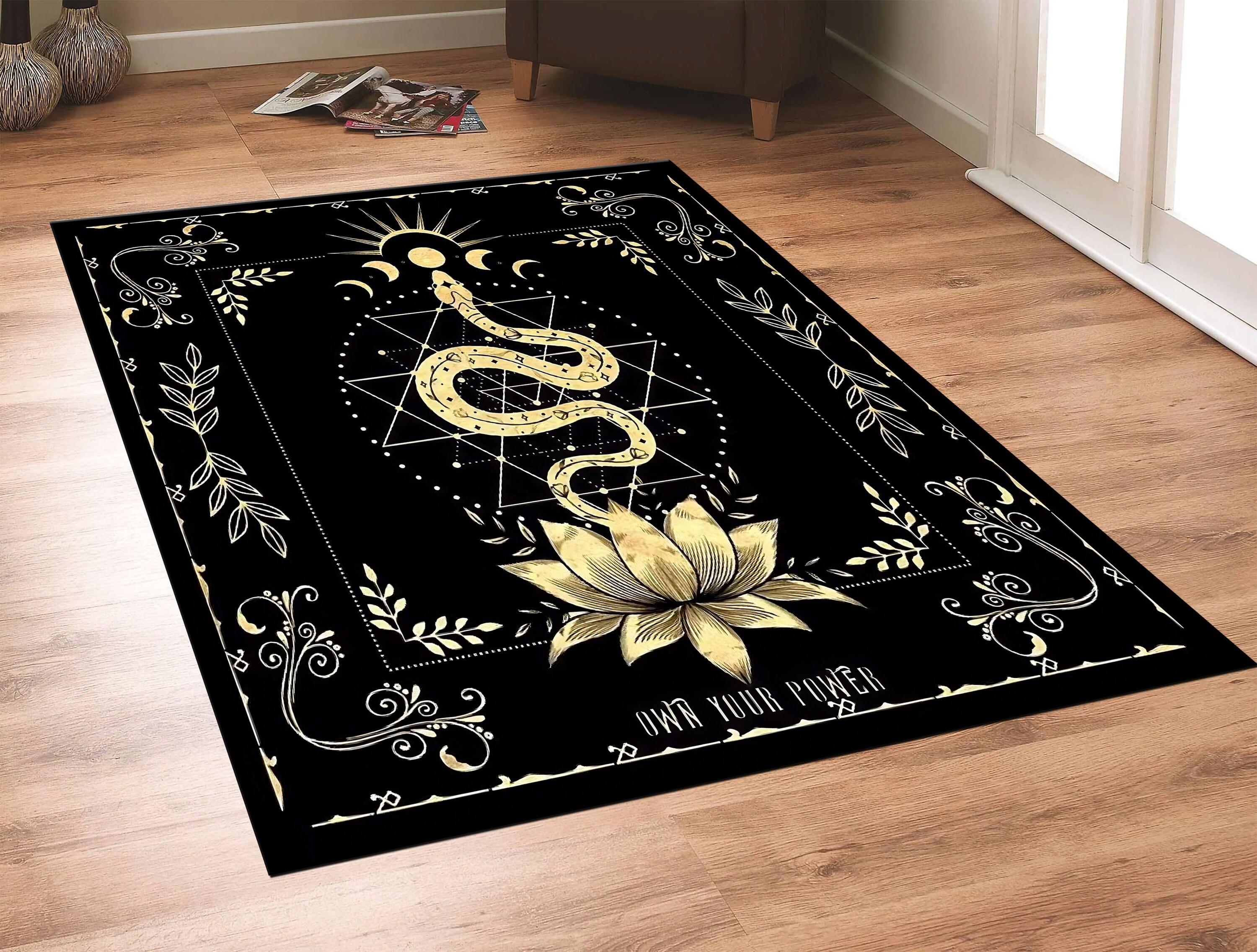 Snake Rug, Plant Theme, Occult Art Design, Animal Themed Rug, Custom ...