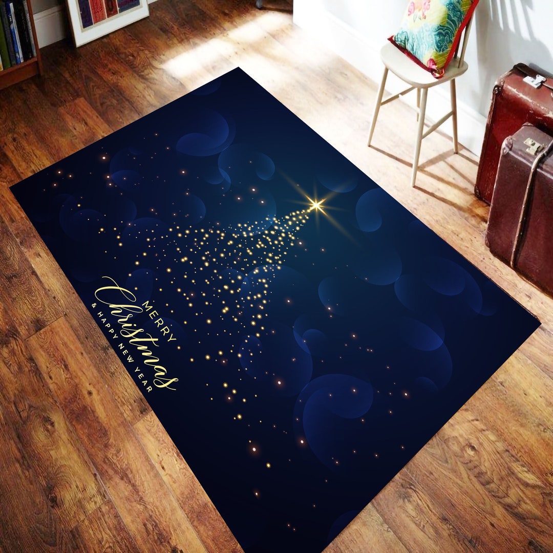 Merry Christmas Rug,christmas Santa Claus and Snowmain Rug,christmas ...