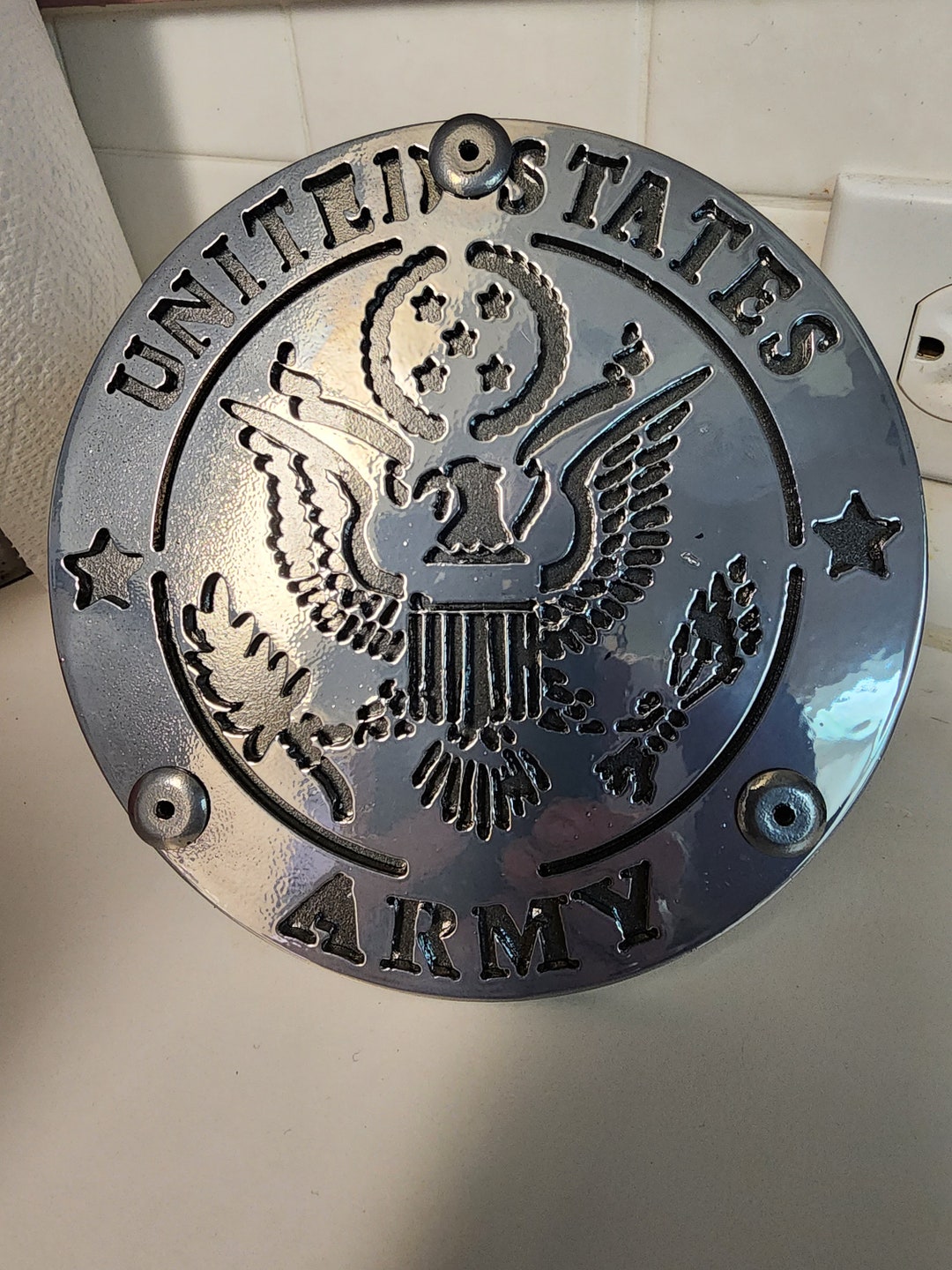 Army Hitch Cover: Chrome Powder Coated Steel, Veteran Made - Etsy