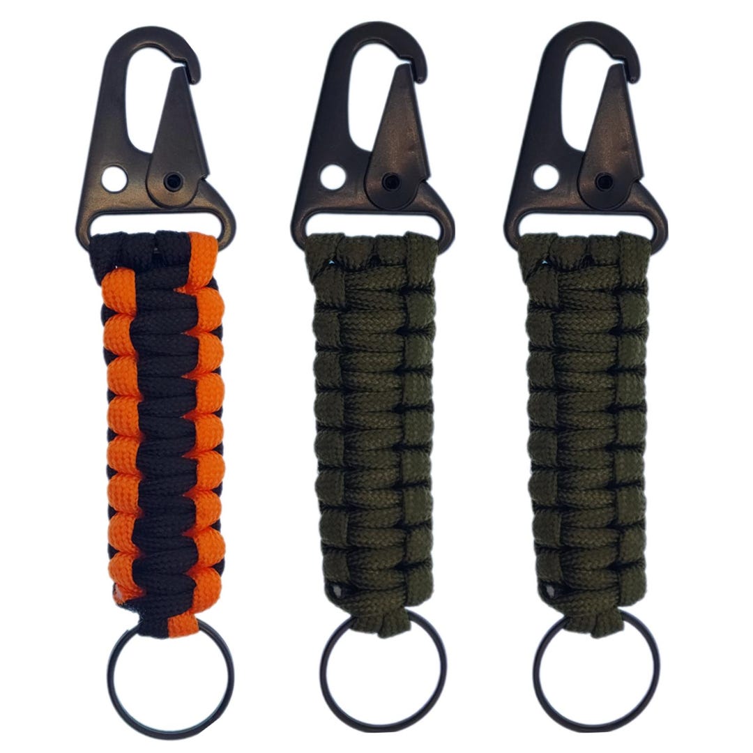 3-pack Paracord Carabiner Keychain Ring Clasp Braided Lanyard Outdoor ...