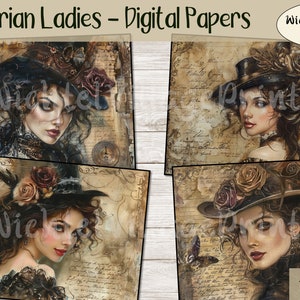 Victorian Ladies - Digital Papers, Collage Sheet, Fantasy Kit, Journal ...