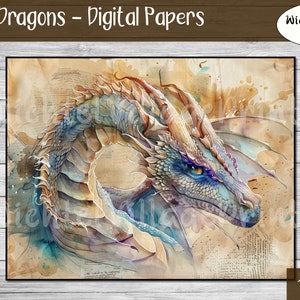 Dragons Digital Papers Collage Sheet, Fantasy Kit, Journal Page ...