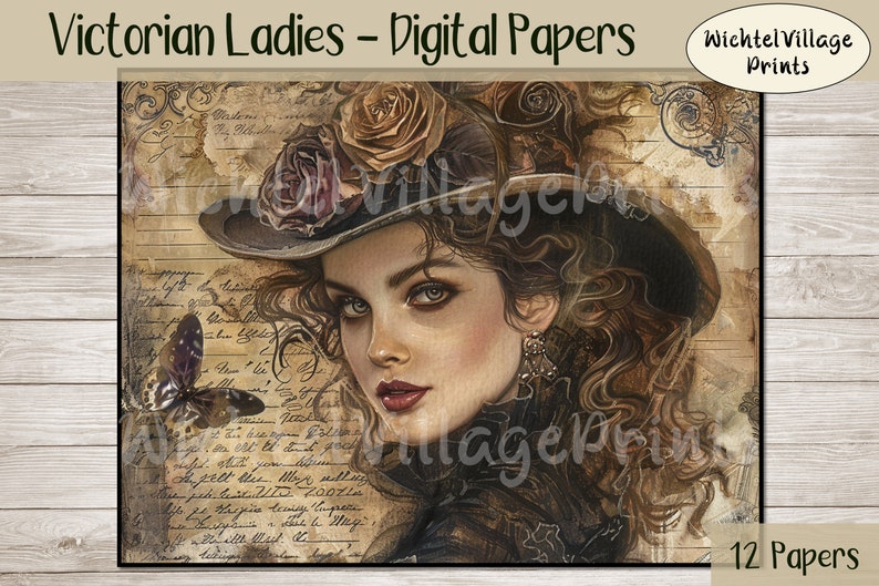 Victorian Ladies Digital Papers, Collage Sheet, Fantasy Kit, Journal ...
