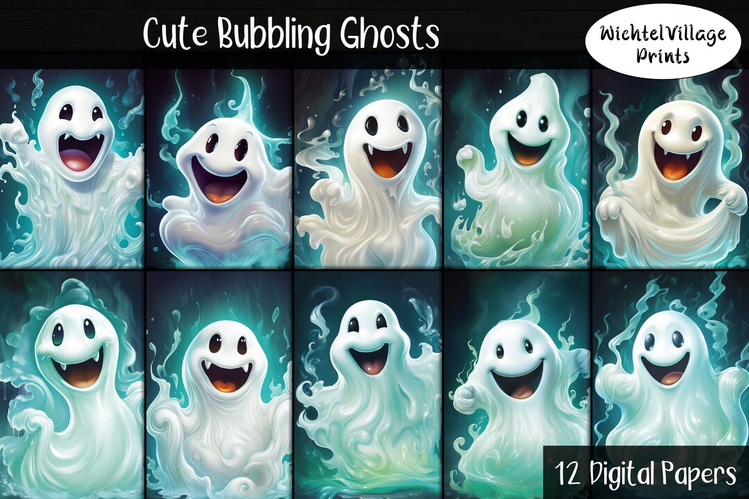 Cute Bubbling Ghosts Digital Papers Spooky Halloween, Journal Page ...