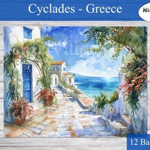 Cyclades Greece - Backgrounds - Junk Journal, Collage Sheet, Scrapbook ...