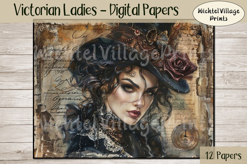 Victorian Ladies - Digital Papers, Collage Sheet, Fantasy Kit, Journal ...