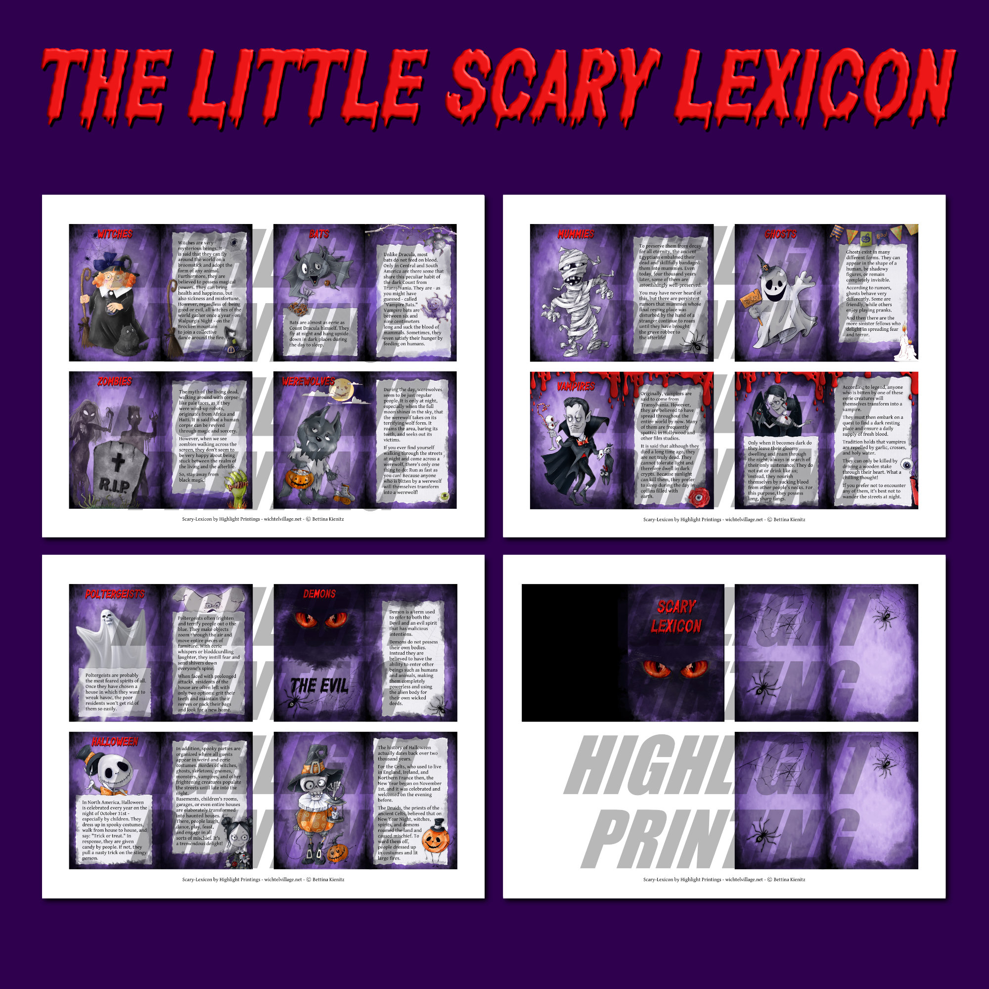 Printable Halloween Scary Mini-lexicon Kit 2.16 X 3.35 English Version ...
