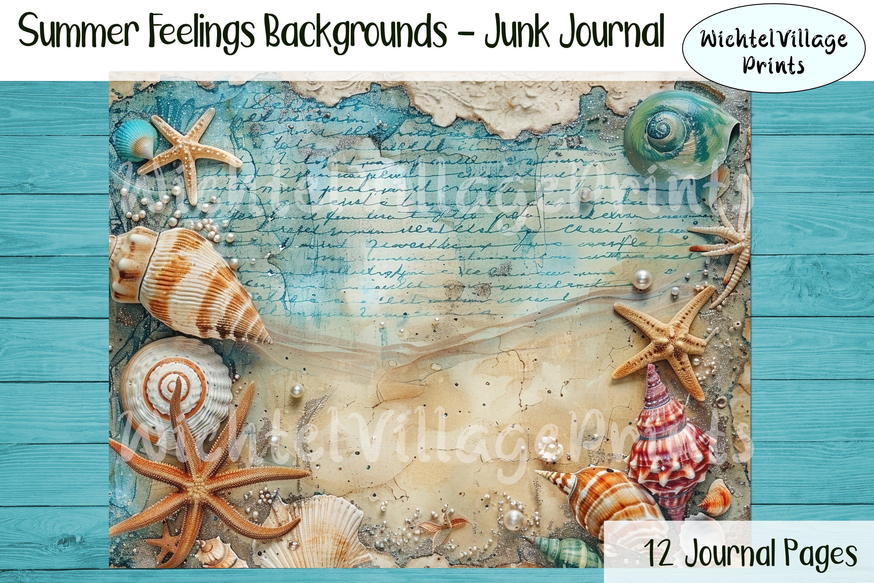 Summer Feelings Junk Journal Backgrounds, Collage Sheet, Scrapbook Page ...