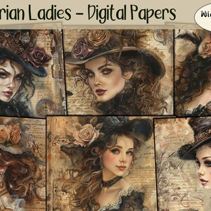 Victorian Ladies - Digital Papers, Collage Sheet, Fantasy Kit, Journal ...