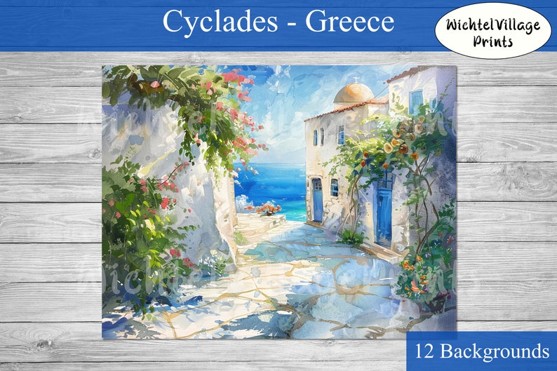 Cyclades Greece Backgrounds Junk Journal, Collage Sheet, Scrapbook Page ...