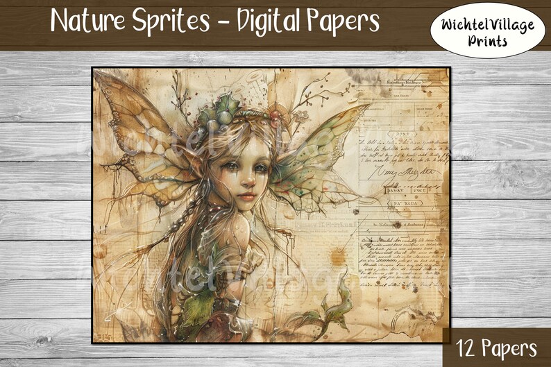Nature Sprites Digital Papers Collage Sheet, Fantasy Kit, Journal Page ...
