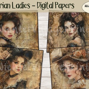 Victorian Ladies - Digital Papers, Collage Sheet, Fantasy Kit, Journal ...