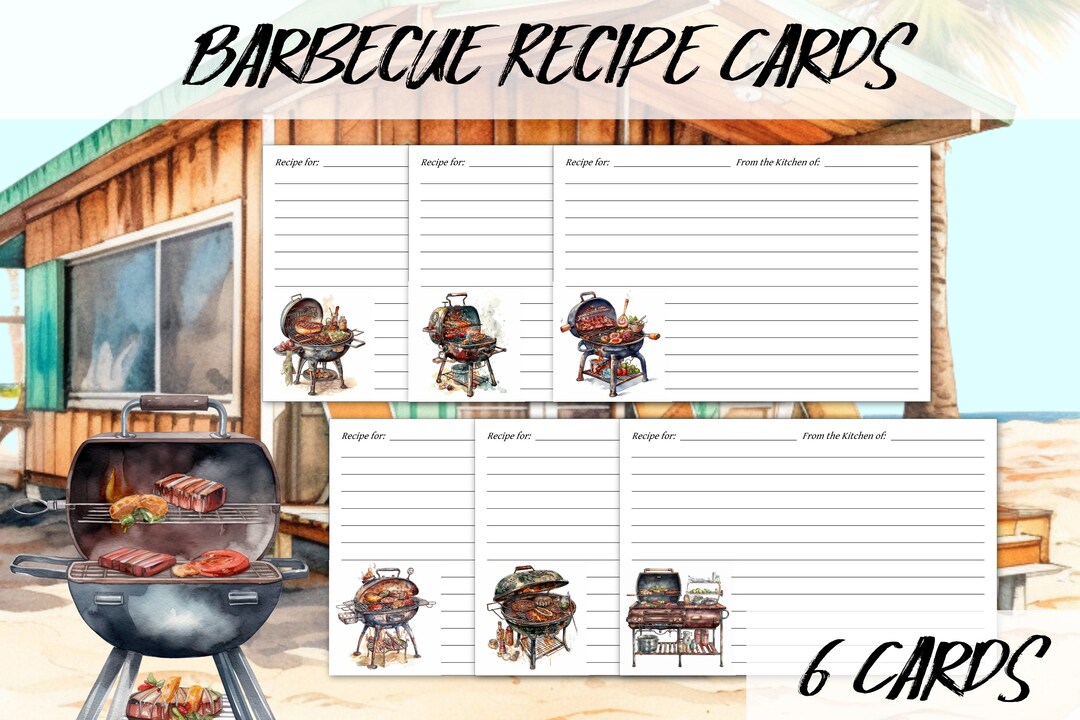 Barbecue Printable Recipe Cards 6 X 4 Digital Download - Etsy