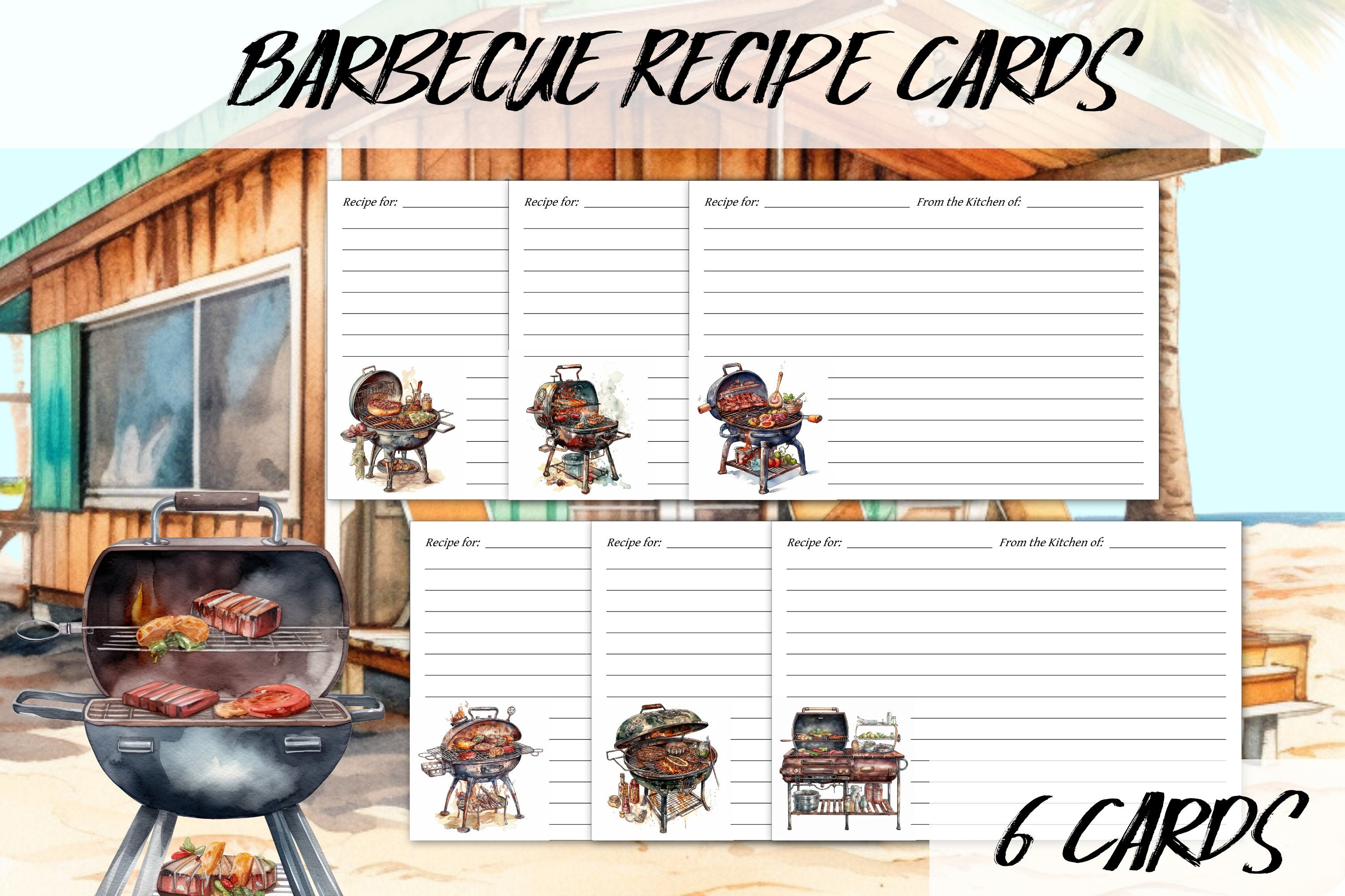 Barbecue Printable Recipe Cards 6 X 4 Digital Download - Etsy